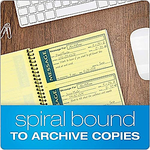 TOPS Adams Write 'N Stick Spiral Message Pad, 200 Carbonless Duplicate Sets Per Pad, 5.25 x 11 Inches, White/Yellow (SC1153WS) 4 PACK