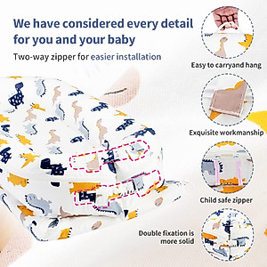 Baby Lounger Cover for Dockatot Deluxe + | 100% Cotton Hypoallergenic Newborn Premium Quality Spare Cover(Cover Only) (Dino)