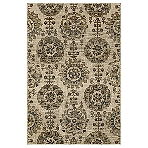 Mohawk Home Belgravia Transitional Geometric, Ornamental Gray 8' x 11' Area Rug Perfect for Living Room, Dining Room, Office