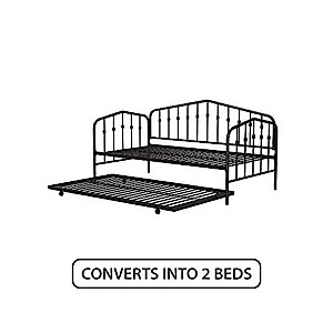 Novogratz Bushwick Metal Daybed & Trundle, Twin Size Frame, Black
