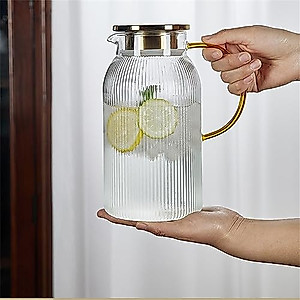 ZYJBM Clear Kettle Vertical Striated Teapot High-capacity Kettle Heat-Resistant Glass Bottle with Cup and Cup Holder