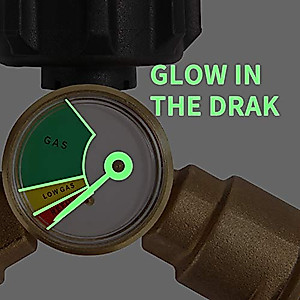 Roastove Dual Propane Tank Connection Level Indicator,Propane Tank Y Splitter Adapter with Gauge,Gas Pressure Meter for 5-40lb Propane Tank