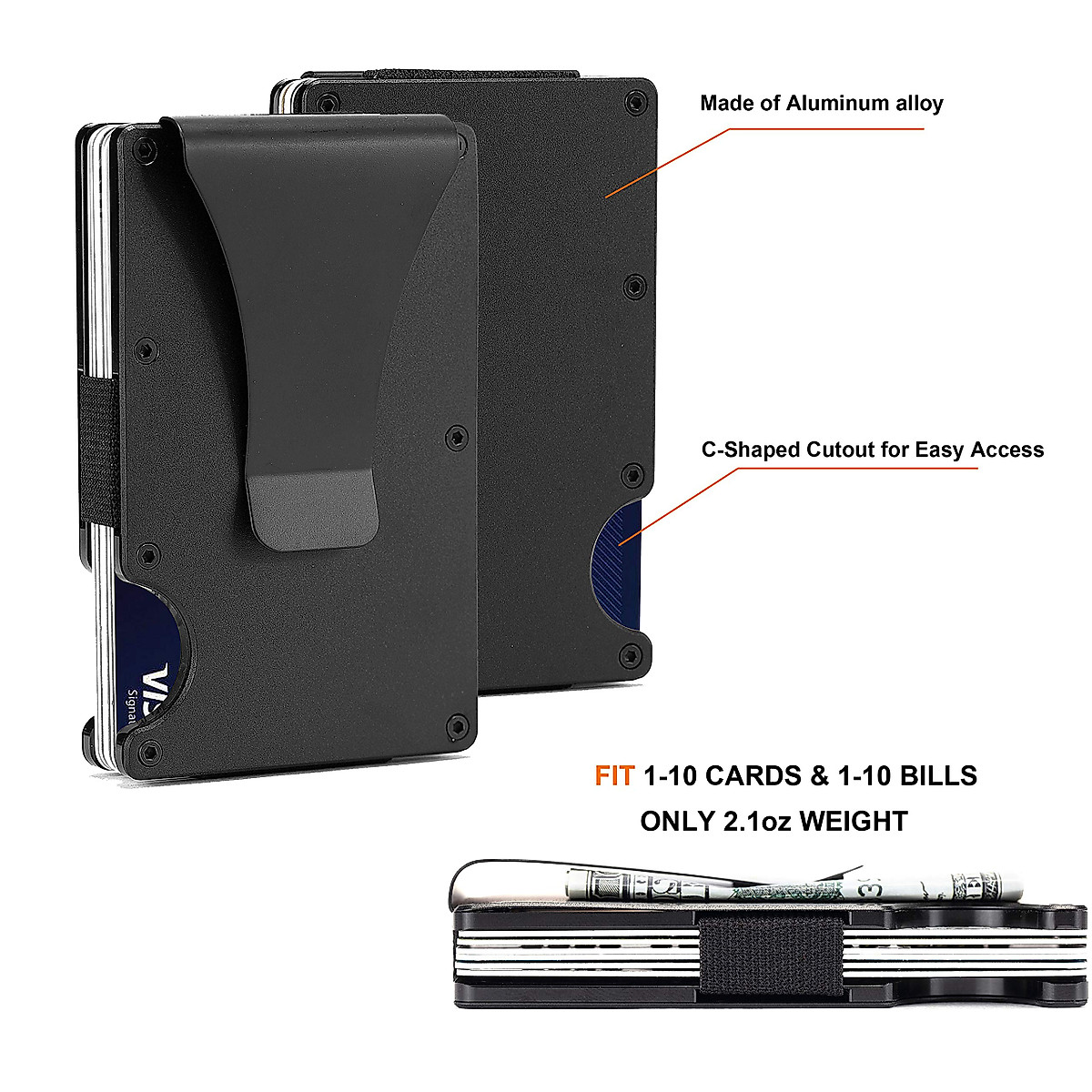 Personalized Gift for Men | Minimalist Metal Wallet for Husband Boyfriend Dad Son | Aluminum Front Pocket Card Holder with Money Clip | Anniversary Birthday Christmas Wedding | Engraved Hero Shield