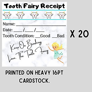 Dapper 360 | 20 Pack of Small Tooth Fairy Receipts 2.5x2.5 | Tooth Fairy Note | Tooth Fairy Certificate | Tooth Fairy Letter