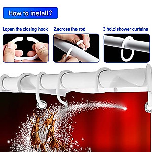 CALARVUK 4PC Red Christmas Bathroom Sets with Shower Curtain and Rugs, Santa Claus with Reindeer Shower Curtain Set with Non-Slip Rugs, Toilet Lid Cover and Bath Mat, Holiday Bathroom Decoration Set