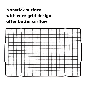 HULISEN Cooling Rack 2 Pack - 16" x 10", Nonstick Baking Rack with Handle fits Half Sheet Pan, Cookie Cooling Racks for Baking and Cooking, Wire Smoker Racks for Grilling, Oven Safe