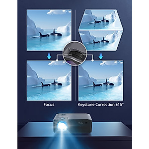 MiTechPro 4K Projector, 600 ANSI Portable Movie Projector with 5G WiFi Bluetooth, 4K Support Zoom Function and Timer Shutdown, Outdoor for HDMI/USB/Laptop/iOS & Android Phone, Black
