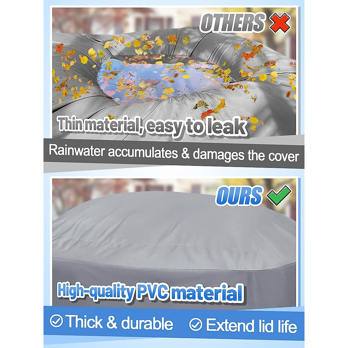 84" x 36" Patio Furniture Cover Airbag - No Leakage, with Rope to Fix, Reusable Weather Resistant Picnic Table Airbag Patio Table Cover Support for Outdoor Patio Furniture, Rectangular