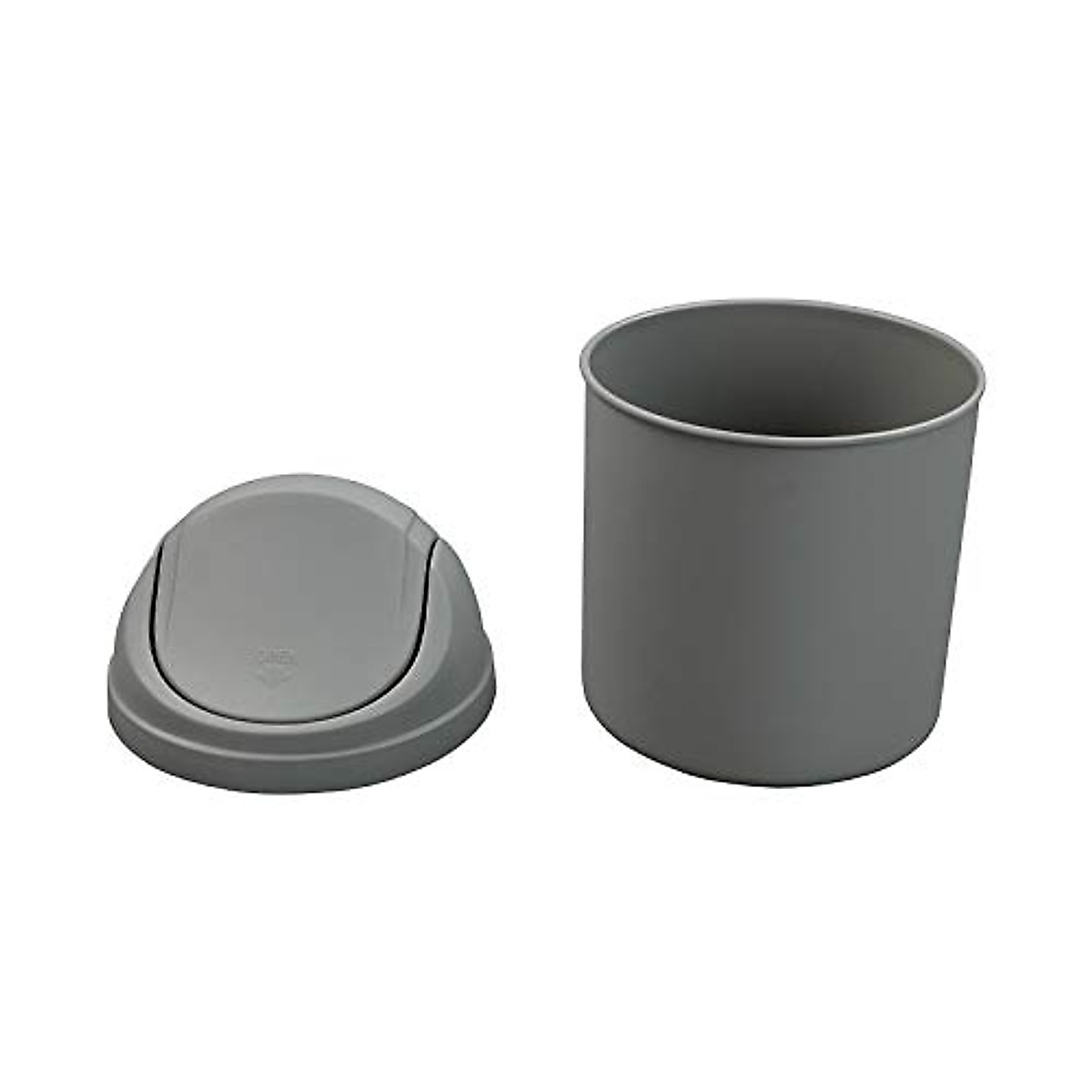 Qskely 2 L Plastic Mini Desktop Trash Can, Tiny Garbage Can with Swing Lid, Gray