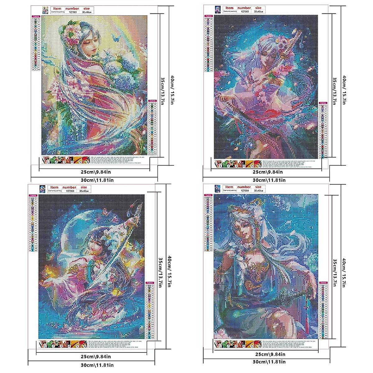 4 Pcs Fairy Diamond Painting Kits 30x40CM Easy Diamond Painting Kits for Beginners DIY Fairy Cross Stitch Kits Angel Diamond Art 5D Round Diamond Art Kits Diamond Dots Flower Elf Picture Art Crafts