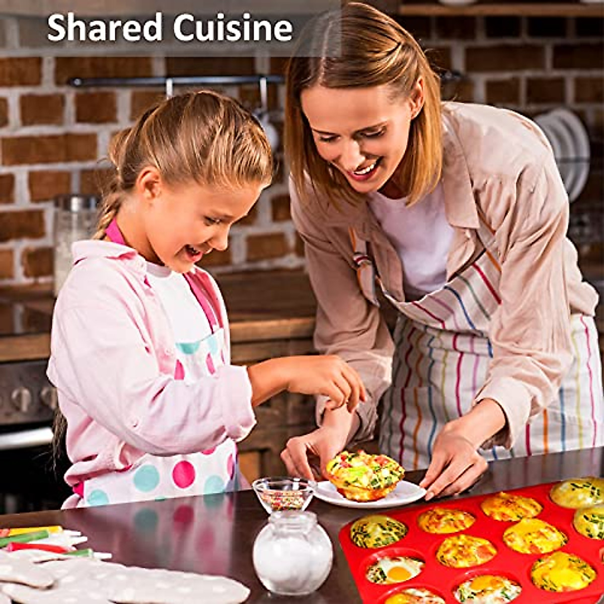 Wolecok Silicone Muffin Pan,Food-Grade Muffin Tins Set of 2,BPA Free Heat Resistant Up to 446°F,100% Silicone Cupcake Baking Pan with 12 Cups Non Stick,Easy to Clean and Fold Storage