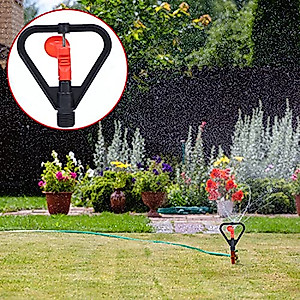 Acewen 10Pcs Water Sprinkler Heads Plastic 360 Degree Rotation Easy to Set up Automatic Lawn Sprinkler for Yard Garden Lawn Irrigation System DN15 Easy Hose Connection, black&red (JKFBA-074)