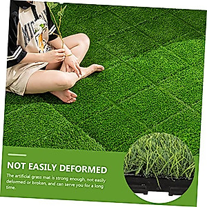 Yardwe 4pcs Synthetic Fake Grass Fake Lawn Grass Imitation Grass Fake Grass Rug Fake Green Dog Grass Mats Fake Lawn Mat Interlocking Turf Tiles Grass Tile Mat Faux Rug Artificial Paver or