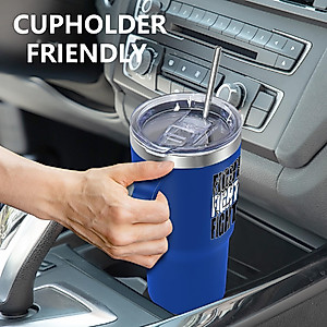 Icesip 20 oz Tumbler with Handle, insulated cup coffee mug with lid, straw and handle, Double Wall Stainless Steel Vacuum Coffee Tumbler travel mug spill proof, 1pcs Blue