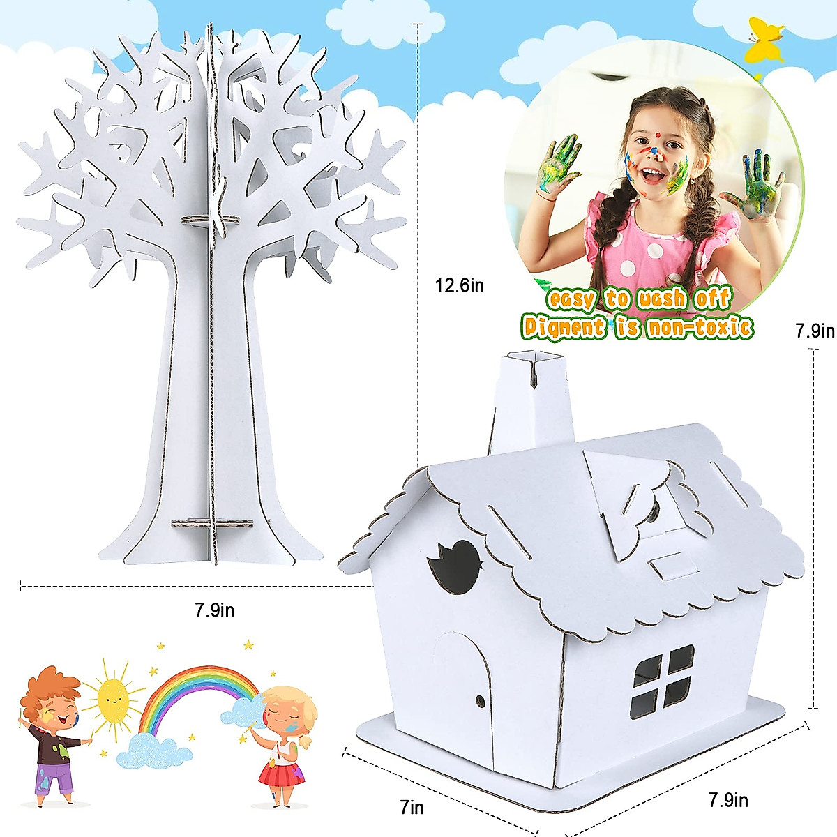 Kids Arts and Crafts Paper Puzzle Building and Painting Kit Holiday Party Activities DIY Craft Projects Toys for Boys Girls Age 3-5 4-8 8-12