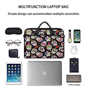Sugar Skulls Laptop Computer Bag Waterproof Shoulder Messenger Bag 13-15 inch Durable Laptop Tote Bag with Shoulder Strap Handle Lightweight Crossbody Briefcase