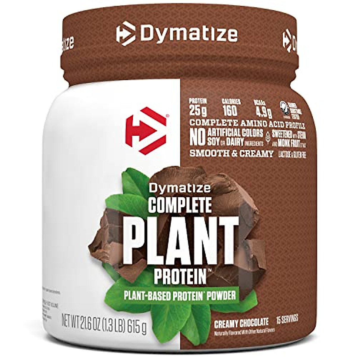 Dymatize Vegan Plant Protein, Creamy Chocolate, 25g Protein, 4.8g BCAAs, Complete Amino Acid Profile, 15 Servings