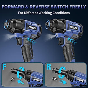 HreFe Cordless Impact Wrench 1/2 inch, 405Ft-lbs (550N.m) Power Impact Drill Set or Tools, 3200RPM High Torque Impact Driver, 2 x 4.0Ah Battery, 4 Sockets, Charger, Electric Impact Gun for Lug Nut