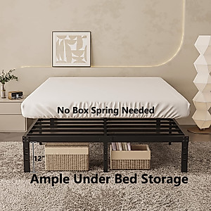 QUALEONA King-Bed-Frame, Metal Platform King Size Bed Frame, No Box Spring Needed, Heavy Duty Steel Slat Support, Noise Free, Easy Quick Assembly, 14 Inch, Black