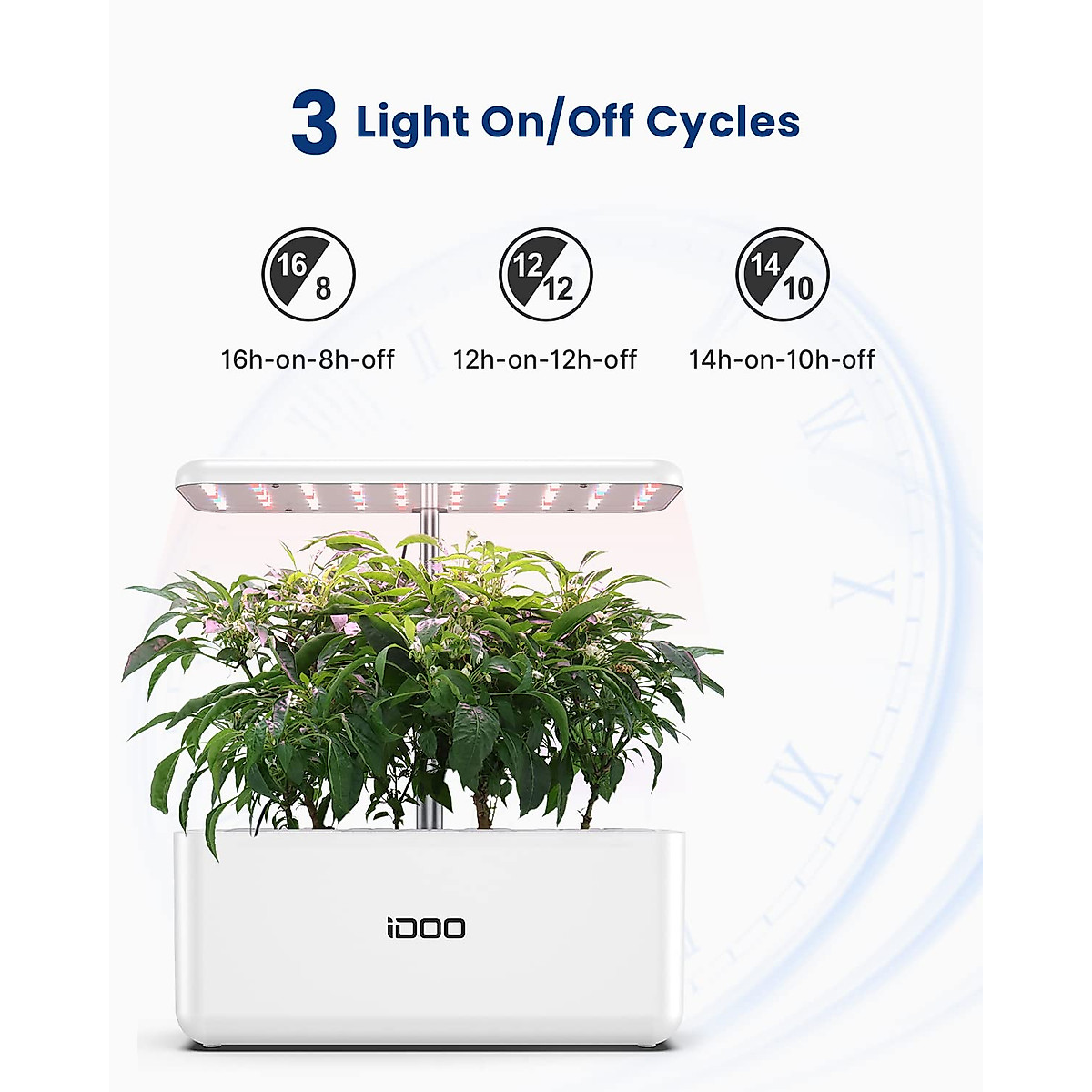 iDOO Hydroponics Growing System, Indoor Garden Starter Kit with LED Grow Light, Automatic Timer Germination Kit, Height Adjustable (7 Pods)