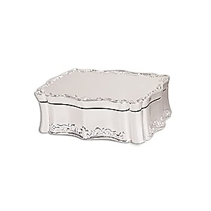 Cherished Moments Personalized Small Rectangle-Shaped Jewelry Box with Custom Engraved Name and Cross for Baptism Gift, Silver Toned