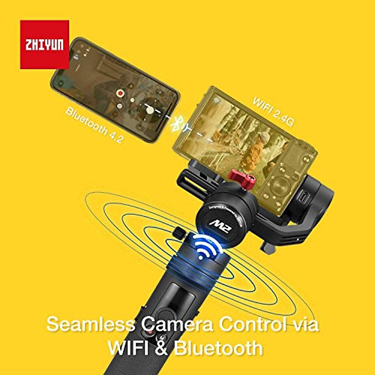 ZHIYUN Crane M2 3-Axis Gimbal Stabilizer for Light Mirrorless Camera,Action Camera,Smartphone,for Sony A6000,A6300,A6500,RX100M,GX85,Gopro Hero 5/6/7,iPhone Xs XR,WiFi/Bluetooth Control,720g Payload