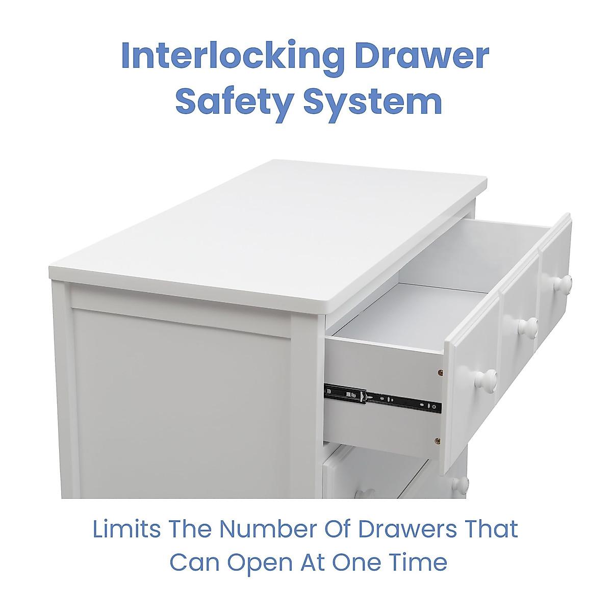 Delta Children 3 Drawer Dresser with Interlocking Drawers, Bianca White