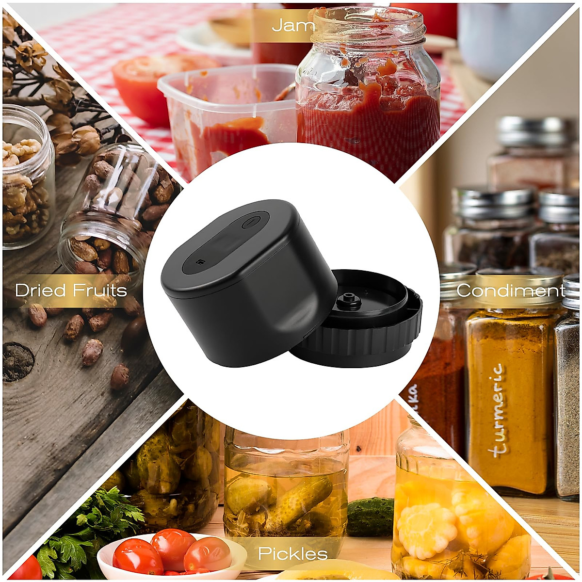 M MUGOOLER Vacuum Sealer Electric Mason Jar Sealer Vacuum Sealing Kit for Canning with Can Opener, Medium and Large Sealing Caps