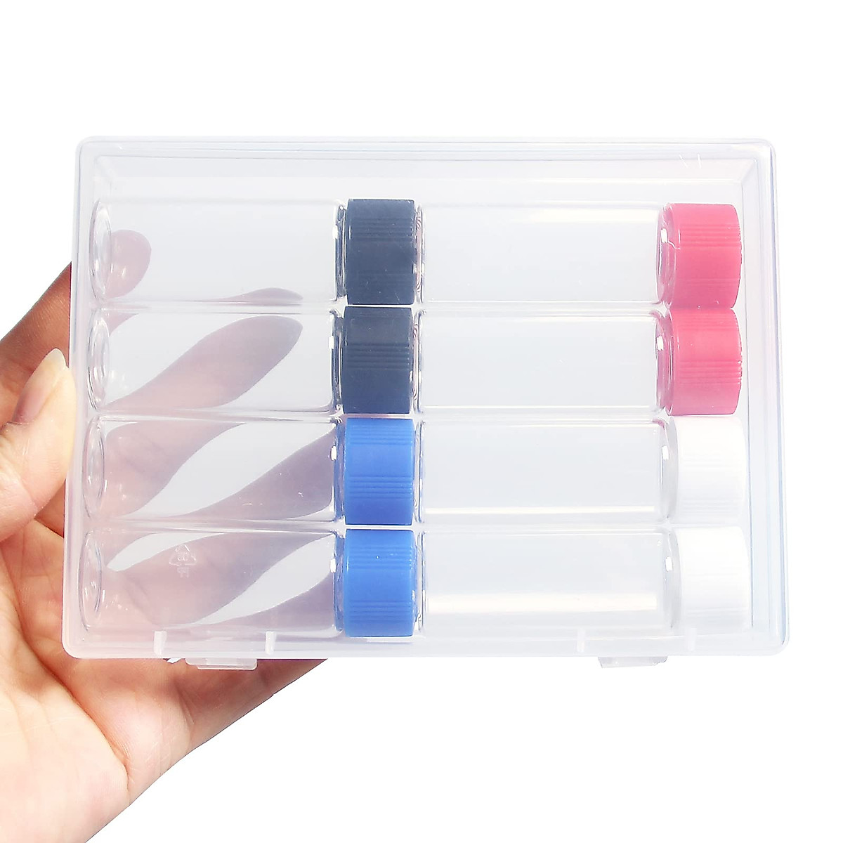 8 Pcs 20ml Glass Vials with Screw Caps, 4 Colors Caps, Clear Glass Vials, Leak-Proof Glass Bottle
