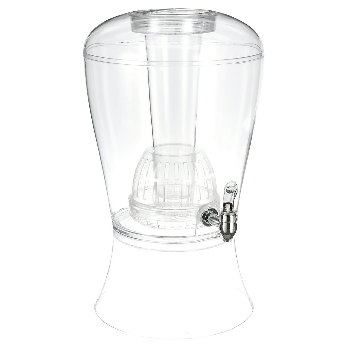 CreativeWare Beverage Dispenser With Ice Cylinder And Fruit Infuser, Clear