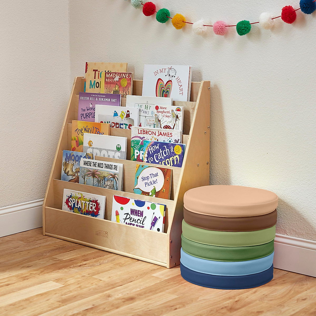 ECR4Kids SoftZone Floor Cushions with Handles, 2" Deluxe Foam, Round, Earthtone, (6-Pack)