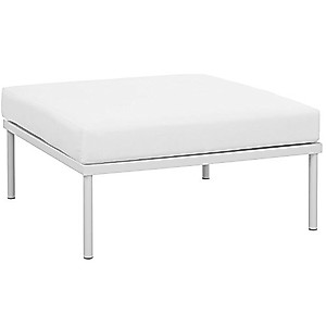 Modway Harmony Aluminum Outdoor Patio Ottoman with Cushion in White White