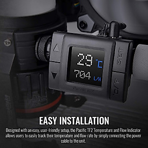 Thermaltake Pacific TF2 G1/4 Copper Core Construction TT RGB Plus Software Monitoring Celsius/Fahrenheit Temperature and Flow Indicator CL-W275-CU00SW-A