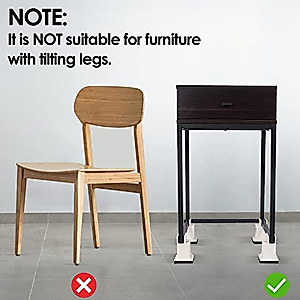 Affogato Bed Risers, Adjustable Furniture Risers with Screw Clamp, 4 Pack Heavy Duty Furniture Risers 3.4 Inch for Chairs, Desk, Cabinet, Sofa, Fit Leg Diameters 0-1.4”, Support Up to 5000lbs (White)