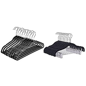 Quality Kids Children's Plastic Non Velvet Non-Flocked Thin Compact Shirt and Skirt/Pant Bundle Coat Hangers with Metal Clips for Skirts Pants Blouses 360° Swivel Hook, Jacket, Shirt, Pants,