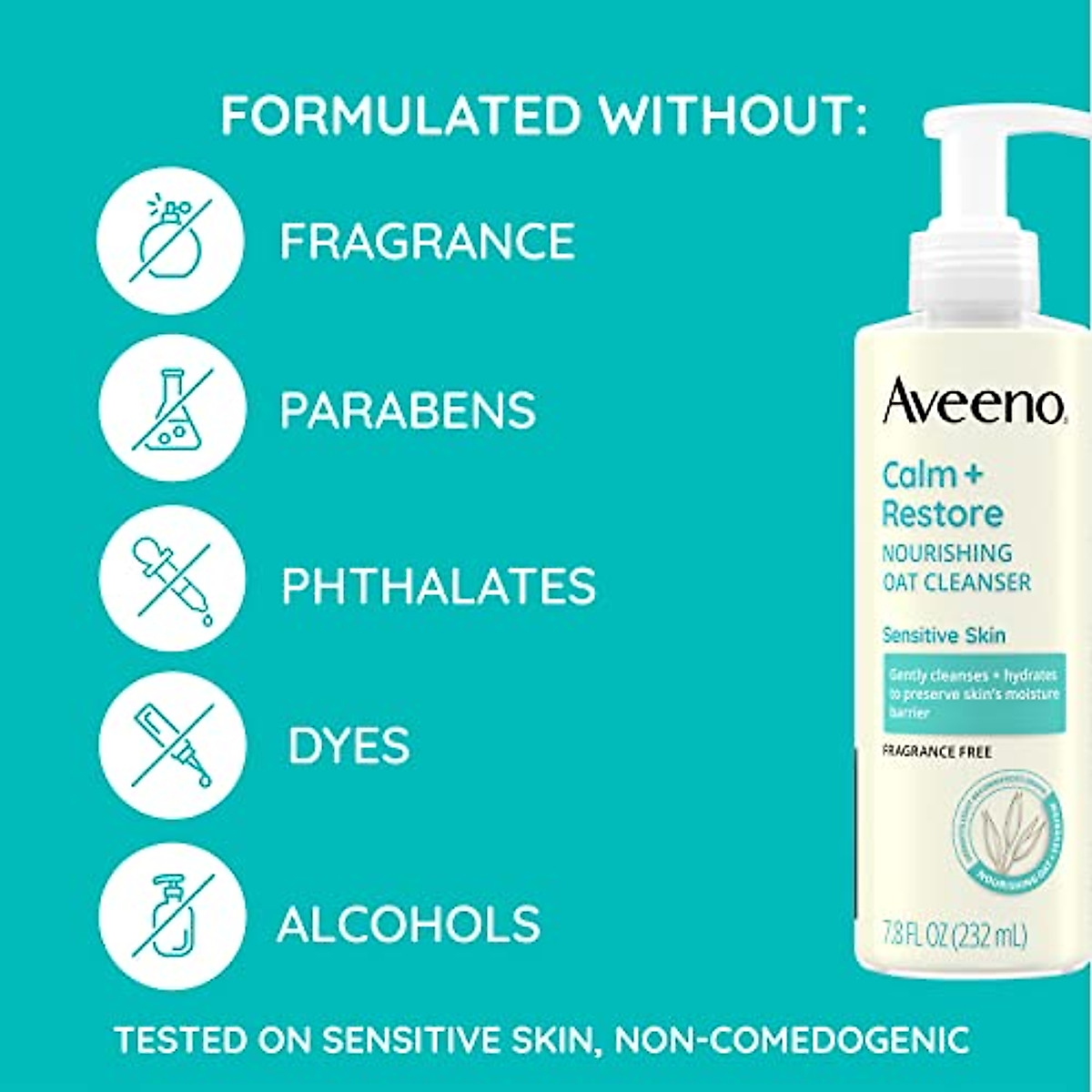 Aveeno Calm + Restore Triple Oat Hydrating Face Serum for Sensitive Skin, Gentle and Lightweight Facial Serum to Smooth and Fortify Skin, Hypoallergenic, Fragrance- and Paraben-Free, 1 fl. Oz