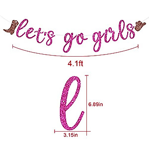 Let's Go Girls Banner, Nashville Bachelorette Party Decorations, Disco Cowgirl Birthday Party Supplies, Western Rodeo Garland Sign, Pre-strung, Pink Glitter