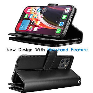 Tekcoo Wallet Case for iPhone 12 Pro Max (6.7 inch) 2020 Luxury ID Cash Credit Card Slots Holder Carrying Pouch Folio Flip PU Leather Cover [Detachable Magnetic Hard Case] Lanyard - Black