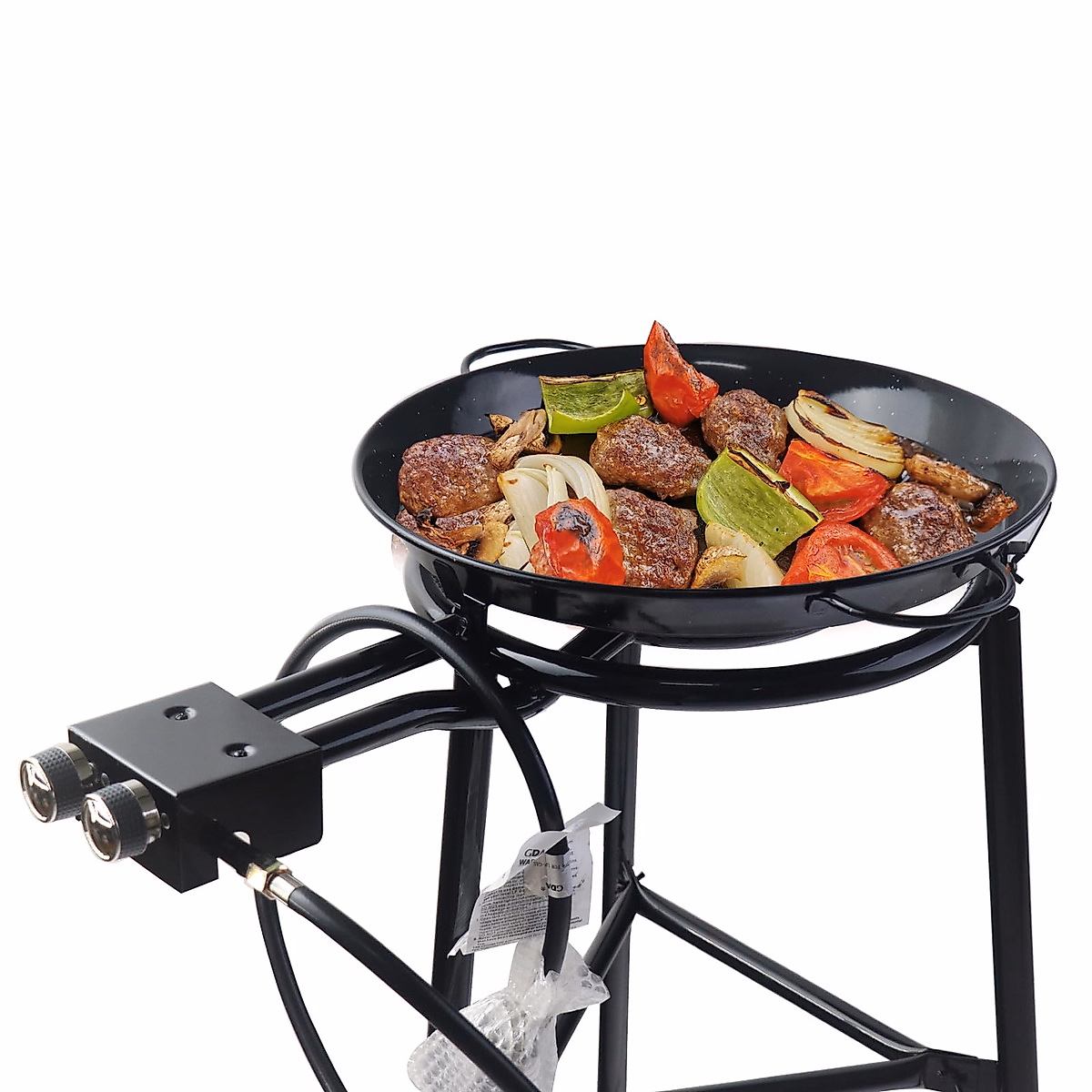 Derurizy Paella Pan Set with Burner, 18 Inch Carbon Steel Paellera with The Burner and The Reinforced Legs