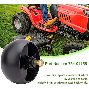 734-04155 Deck Wheel Compatible with MTD Cub Cadet 734-04155 Husqvarna 532174873 Toro 112-0677 Craftsman MTD AYP, 5 inch Lawn Mower Deck Wheels Fit for Most 42'' 46'' 48'' 50" 54" Decks (4 Packs)