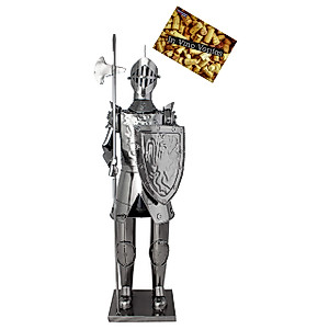 BRUBAKER Wine Bottle Holder 'Knight' - Table Top Metal Sculpture - with Greeting Card
