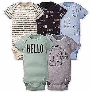 Gerber Baby Boys 5-Pack Short Sleeve Variety Onesies Bodysuits Hello Bear 3-6 Months
