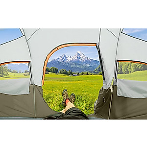 CAMPROS CP Tent 8 Person Camping Tents, Weather Resistant Family Tent, 5 Large Mesh Windows, Double Layer, Divided Curtain for Separated Room, Portable with Carry Bag - Olive