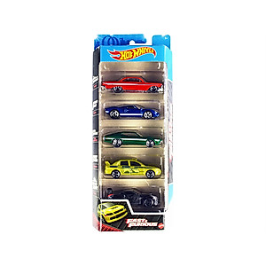 Hot Wheels Fast and Furious 5-Pack of Toy Cars in 1:64 Scale, Replicas from The Movie with Exclusive Decos (Styles May Vary)