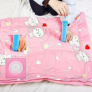 5Pcs Vacuum Compression Bag Dust Proof Storage Bag Household Thick Clothing Quilt Vacuum Bag Reusable Vacuum Storage Bags With Inflator Waterproof Compression Bags For Travel Home