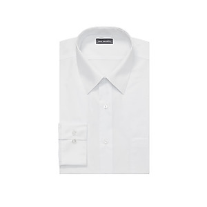 Van Heusen Men's Dress Shirt Fitted Poplin Solid, White, 16.5" Neck 32"-33" Sleeve