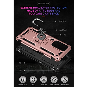 Dionsibei Military Grade Drop Impact for Oneplus 9 Case Oneplus 9 5G Case 360 Metal Rotating Ring Kickstand Holder Armor Heavy Duty Shockproof Case for Oneplus 9 Phone Case (Rose Gold)
