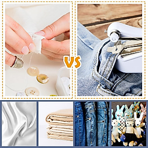 Handle Mini Sewing Machine Portable Hand Held Sewing Device Electric Mobile Knitting Machine with Sewing Kit Quick Stitch Tool Craft Supplies for Beginners Adults DIY Craft Clothes Fabric Stitching