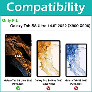 ProCase Galaxy Tab S8 Ultra Case 14.6 Inch 2022 with S Pen Holder Model X900 X906, Slim Stand Protective Cases Smart Folio Cover for 14.6 in Galaxy Tab S8 Ultra Tablet 2022 SM-X900 SM-X906 –Black