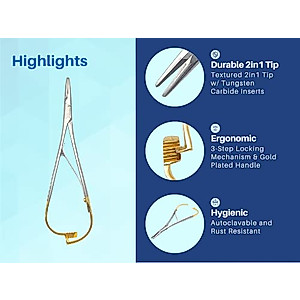 Mathieu Ligature Elastic Placing Pliers 5.5" with Tungsten Carbide Inserts, Separator Placer, Orthodontic Lace Back Tightener ARTMAN Brand